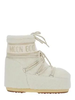 Moon Boot Icon Low' Snow Boots With Maxi Logo Print On The Side In Fleece For - White