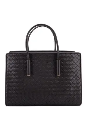 Bottega Veneta Barbara Leather Handbag With Intrecciato Motif - Multicolor
