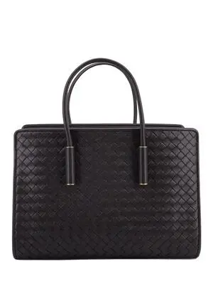 Bottega Veneta Barbara Leather Handbag With Intrecciato Motif - Multicolor