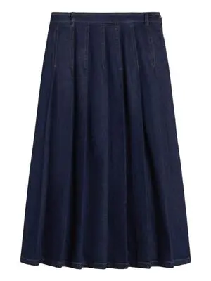 Max Mara Cotton Pleated Skirt - Blue