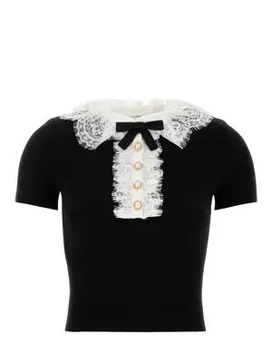 SELF-PORTRAIT Wool Top - Black