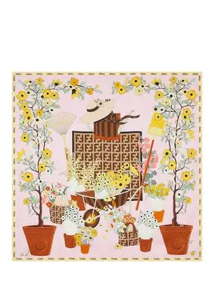 Fendi Foulard 90x90 Stampa Gardening - Multicolor