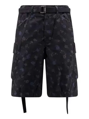 Sacai Printed Cotton Cargo Shorts - Black