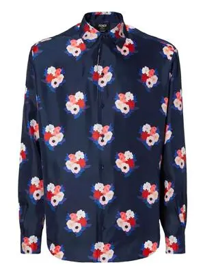 Fendi Shirt Over Silk Bou - Blue