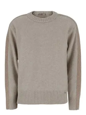 Herno Wool Crewneck Sweater With Logo Patch - Multicolor