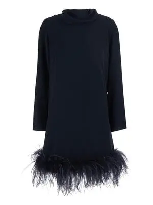 P.a.r.o.s.h High Neck Feather Hem Dress - Multicolor