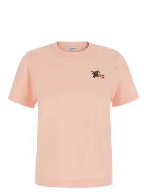Burberry Cotton T-shirt With Embroidered Ekd Logo - Multicolor