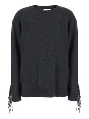 P.a.r.o.s.h Cashmere Sweater With Fringe Details - Gray