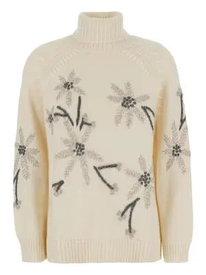 P.A.R.O.S.H P.A.R.O.S.H. Cashmere High-Neck Floral Embroidered Sweater