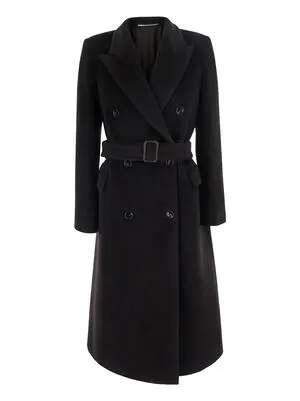 Tagliatore Jole Wool Double-breasted Belted Coat - Multicolor