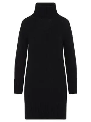 Moncler Alpaca Blend Turtleneck Knit Dress - Black
