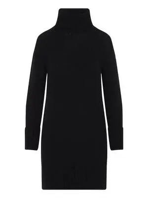 Moncler Alpaca Blend Turtleneck Knit Dress - Black