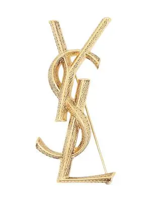 Saint Laurent Brass Serpente Brooch - Multicolor