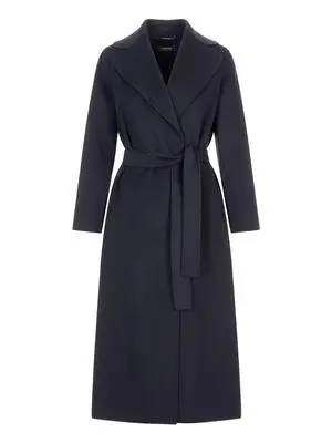 Max Mara Virgin Wool Belted Coat - Multicolor