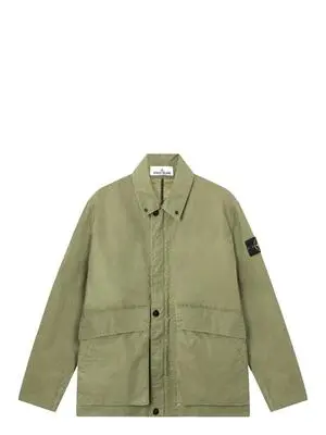 Stone Island Waxed Pigment Cotton Tela Coach Jacket - Green