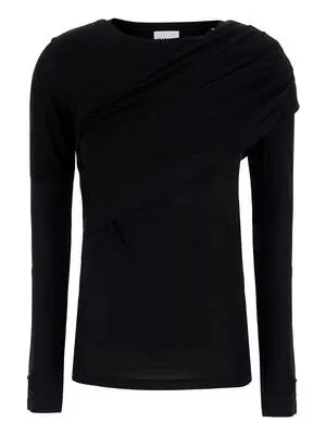 Isabel Marant Étoile Isabel Marant Etoile Women 'Dressi' Black Top With Draped Motif On The Front In Viscose For Women Black
