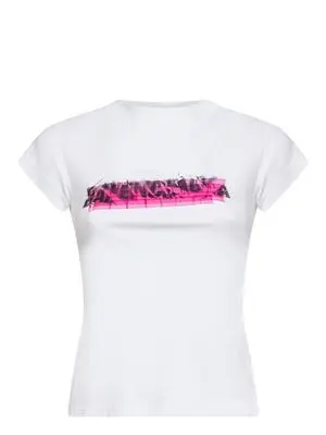 Balenciaga Messy Spray Cropped Back T-shirt - Multicolor