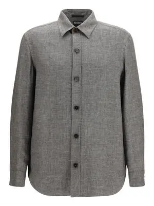 Zegna Cashmere, Linen, And Silk Overshirt - Gray