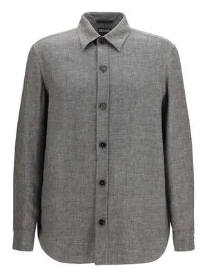 Zegna Cashmere, Linen, And Silk Overshirt - Gray