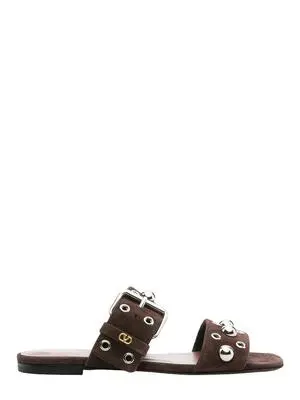 Valentino Garavani Suede Slides - Brown