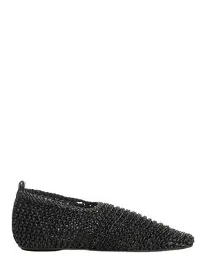 TOTEME Woven Leather Ballerinas - Black