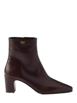 Prada Leather Ankle Boots - Brown