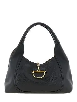 Gucci GUCCI Softbit Grained Leather Shoulder Bag Black