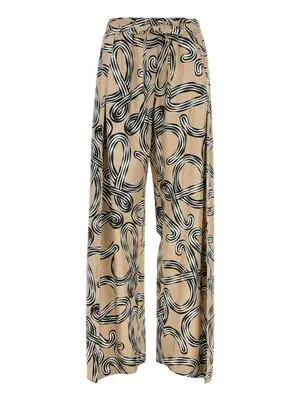 Loewe Printed Silk Pant - Red