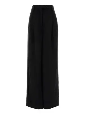 Prada Cashmere Wide Leg Trousers - Black