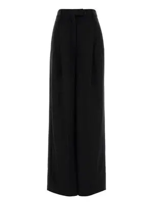 Prada Cashmere Wide Leg Trousers - Black