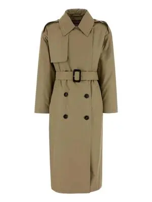 Max Mara MAX MARA STUDIO Cotton Double-Breasted Trench Coat Brown