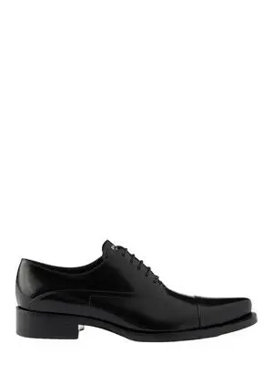 Prada Allacciate Leather Oxford Shoes - Black