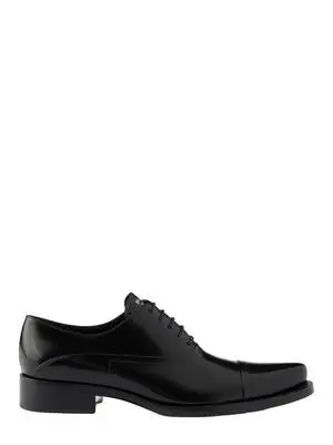 Prada Allacciate Leather Oxford Shoes - Black