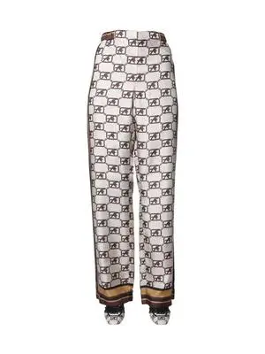 Alberta Ferretti Story Logo Pants - Cream