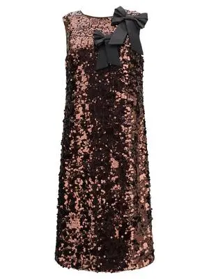 GANNI Midi Dress With Sequins - Brown