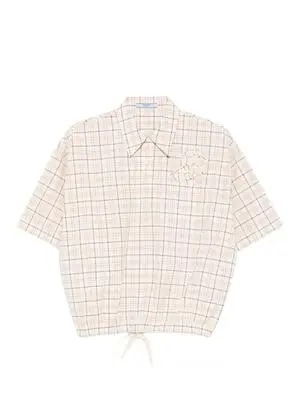 Prada Check Poplin Cropped Shirt - Multicolor