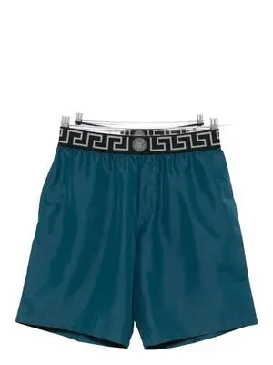Versace Swim Shorts With Graphic Waistband - Blue