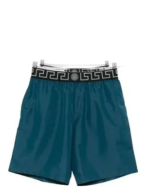 Versace Graphic Waistband Swim Shorts - Blue