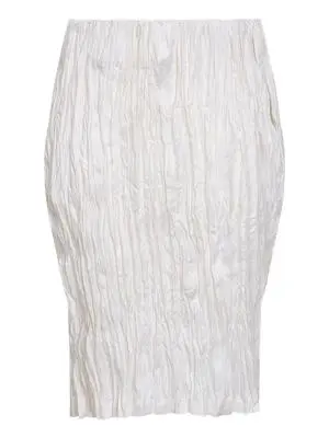 TOTEME White Crinkled Linen Pencil Skirt - Multicolor