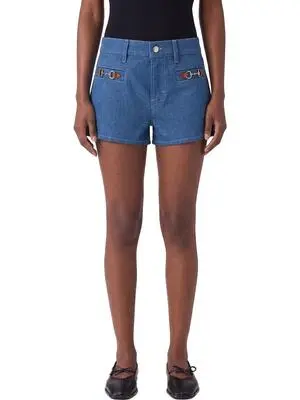 Gucci Cotton Shorts With Horsebit - Blue