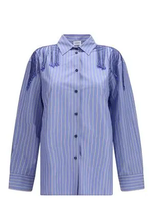 Andamane Miley Fringed Oversized Shirt - Blue