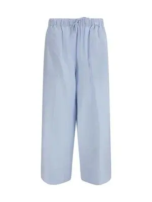 TOTEME Cotton And Linen Blend Palazzo Pants - Blue