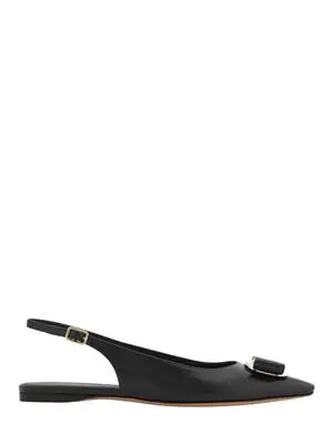 FERRAGAMO Zelmy Leather Flat Slingback - Black