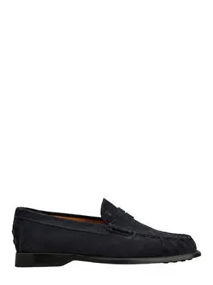 TOD'S Suede Gathered Loafers - Blue