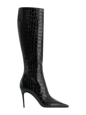 Paris Texas Crocodile-effect Leather Boots - Black