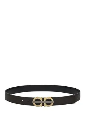 FERRAGAMO Cintura Double Gancini - Brown