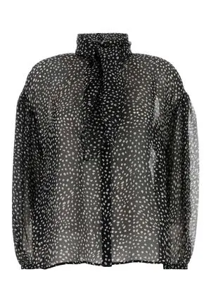 Max Mara Silk Blend Polka Dot Shirt - Black