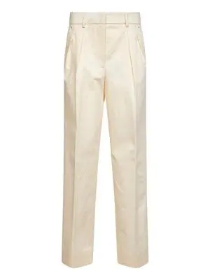 Moncler Natural Cotton Gabardine Wide-leg Tailored Trousers - Multicolor