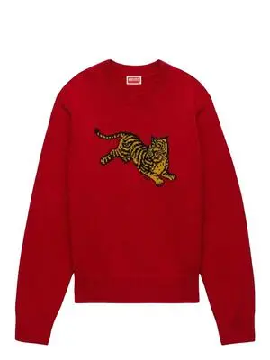 Kenzo Jumping Tiger Cotton-wool Blend Sweater - Red