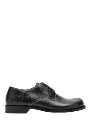 Loewe Campo Crackled Leather Derby Shoes - Black